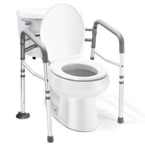 toilet safety rail - adjustable detachable toilet safety frame with handles heavy-duty toilet safety rails stand alone - toilet safety rails for elderly, handicapped - fits most toilets