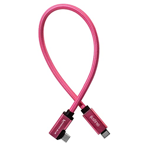 KONDOR BLUE X iJustine Pink Braided USB-C to USB-C Right Angle | USB 3.1 Gen 2 | 10Gb/s Data Transfer Speeds | 100W Charging | 1FT