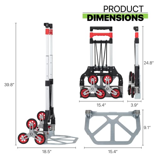 Magshion Folding Hand Truck, Aluminum Alloy Portable Folding Stair Climber Dolly with 3-Wheeled Stair Climber Load Capacity 154LBS for Home, Office and Travel Use (Black)