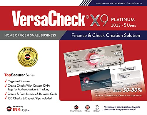 VersaCheck X9 Platinum 2023 – 5 User Finance and Check Creation Software [PC Download]