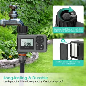 Outdoor Garden Hose Faucet Timers, Programmable Water Sprinkler Timer with Rain Delay/Manual/Automatic Drip Irrigation and Lawn Watering System for Yard, 1 Outlet