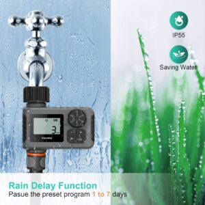 Outdoor Garden Hose Faucet Timers, Programmable Water Sprinkler Timer with Rain Delay/Manual/Automatic Drip Irrigation and Lawn Watering System for Yard, 1 Outlet