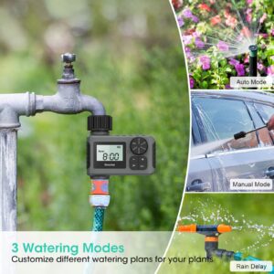 Outdoor Garden Hose Faucet Timers, Programmable Water Sprinkler Timer with Rain Delay/Manual/Automatic Drip Irrigation and Lawn Watering System for Yard, 1 Outlet