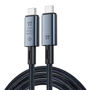 Zingther Full-Featured USB C Cable for Video, Data and 240W Fast Charging, 40Gbps Super Speed USB4.0 Cord and 8K 60Hz Monitor Link, Compatible with All Thunderbolt 3 and 4 - Silver/Black, 1m/3.3ft