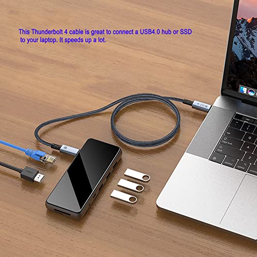 Zingther Full-Featured USB C Cable for Video, Data and 240W Fast Charging, 40Gbps Super Speed USB4.0 Cord and 8K 60Hz Monitor Link, Compatible with All Thunderbolt 3 and 4 - Silver/Black, 1m/3.3ft