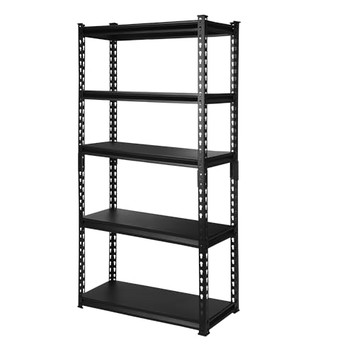 PACHIRA E-Commerce 5-Tier Garage Shelving Unit Heavy Duty Adjustable Storage Rack Metal Shelves for Kitchen, Garage, Office, 28" W x 12" D x 60" H