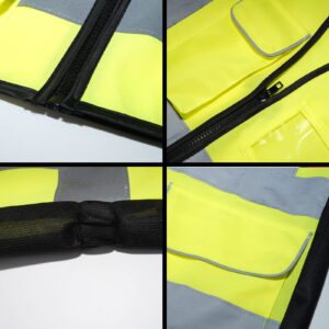 Phrmovs Class 2 Hi Vis Reflective Safety Tool Vest for Women Work with 7 Pockets and Zipper, Security Vest Meets ANSI/ISEA Standard Yellow, M