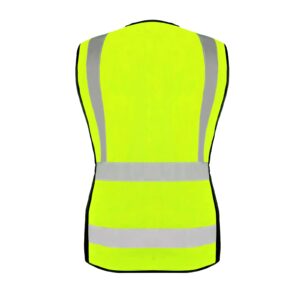 Phrmovs Class 2 Hi Vis Reflective Safety Tool Vest for Women Work with 7 Pockets and Zipper, Security Vest Meets ANSI/ISEA Standard Yellow, M