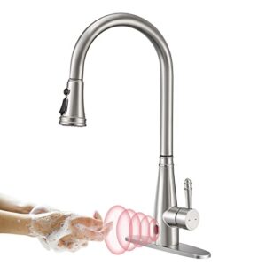 arrisea touchless kitchen faucet with pull down sprayer motion sensor smart activated hands-free kitchen sink faucet brushed nickel