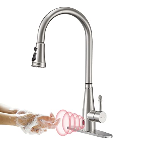 ARRISEA Touchless Kitchen Faucet with Pull Down Sprayer Motion Sensor Smart Activated Hands-Free Kitchen Sink Faucet Brushed Nickel