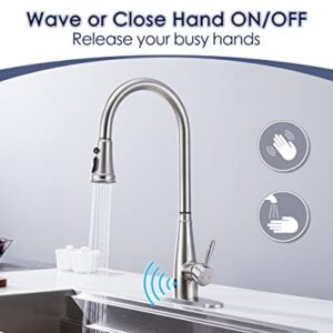 ARRISEA Touchless Kitchen Faucet with Pull Down Sprayer Motion Sensor Smart Activated Hands-Free Kitchen Sink Faucet Brushed Nickel