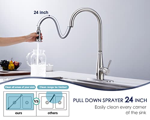 ARRISEA Touchless Kitchen Faucet with Pull Down Sprayer Motion Sensor Smart Activated Hands-Free Kitchen Sink Faucet Brushed Nickel