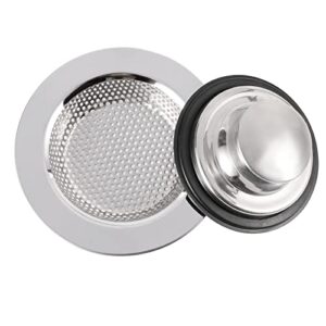 rqyekdo polished kitchen sink strainers sink stopper kits, stainless steel sink drain strainer set,large wide rim 4.5" diameter food catcher garbage disposal plug for most sink drains basket filter