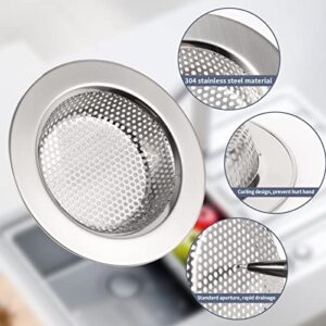 RQYEKDO Polished Kitchen Sink Strainers Sink Stopper Kits, Stainless Steel Sink Drain Strainer Set,Large Wide Rim 4.5" Diameter Food Catcher Garbage Disposal Plug for Most Sink Drains Basket Filter