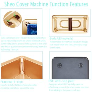 Automatic Shoe Covers Dispenser,200 Pcs Disposable Shoe Cover,Waterproof T Buckle Shoe Cover for Adult and Kids All Sizes,Portable Machine for Indoors/Home/Office/Hospital (Gold)