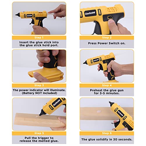 Hot Glue Gun, Cordless Glue Gun (for DeWalt 20V Lithium-Ion Battery)