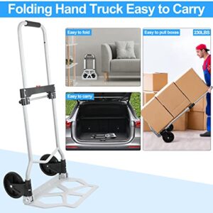 Dolly Cart 230 lbs Folding Hand Truck with 2 Elastic Ropes Portable Steel Folding Cart,Telescoping Handle,Handing Truck for Luggage, Moving, Travel, Shopping, Office Use, 2 Wheels