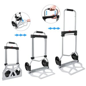 Dolly Cart 230 lbs Folding Hand Truck with 2 Elastic Ropes Portable Steel Folding Cart,Telescoping Handle,Handing Truck for Luggage, Moving, Travel, Shopping, Office Use, 2 Wheels