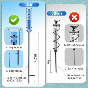 Richene Rain Gauge Upgrade, 7" Freeze-Proof Glass Rain Gauge Outdoor, Large Clear Numbers and Adjustable Height - Stylish and Practical Rain Measuring Tool for Garden, Lawn, Patio, and Farm Use