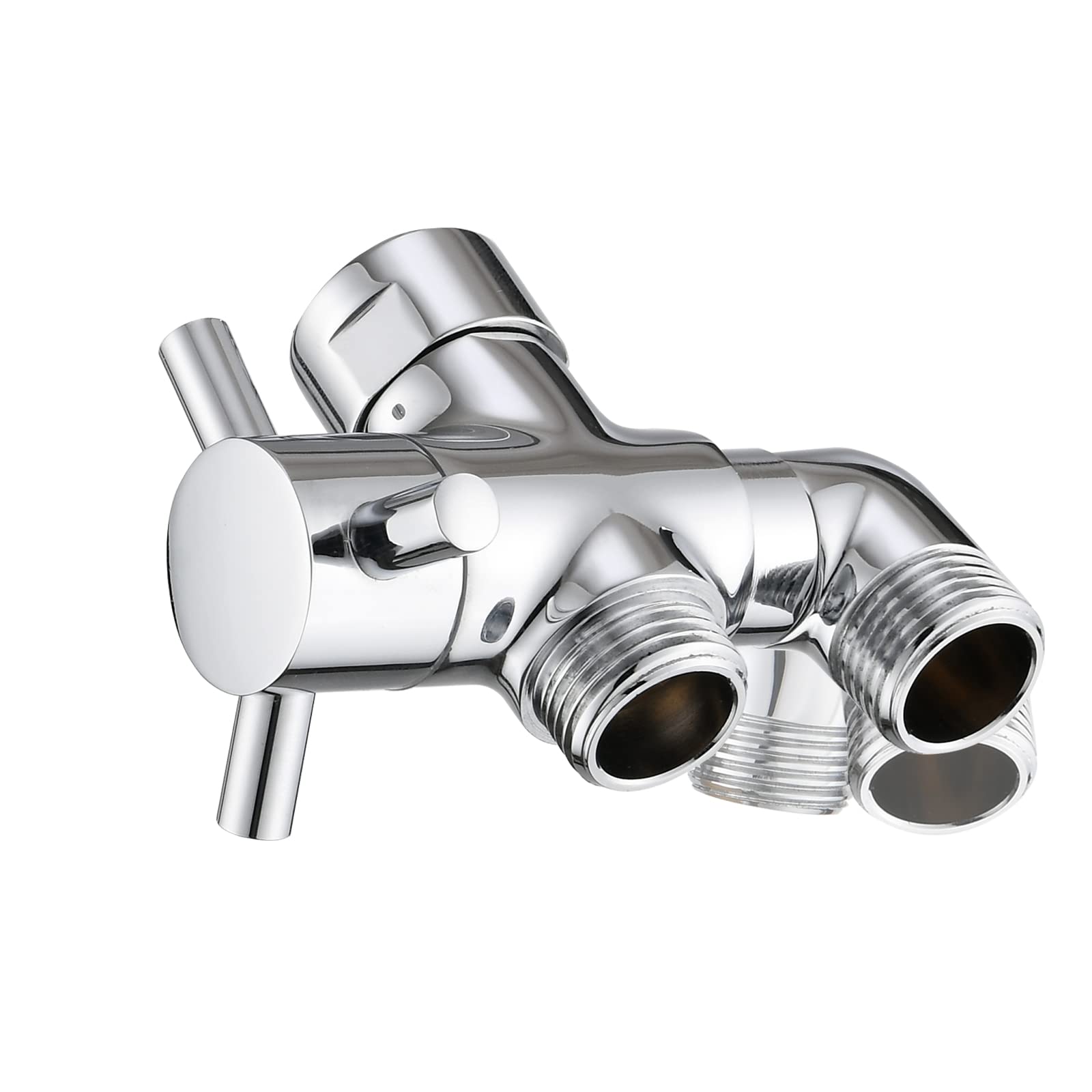 PDPBath Brass 3 Way Shower Arm Diverter Valve for Handheld Shower Head and Fixed Shower Head, G1/2 Universal Connection - Chrome