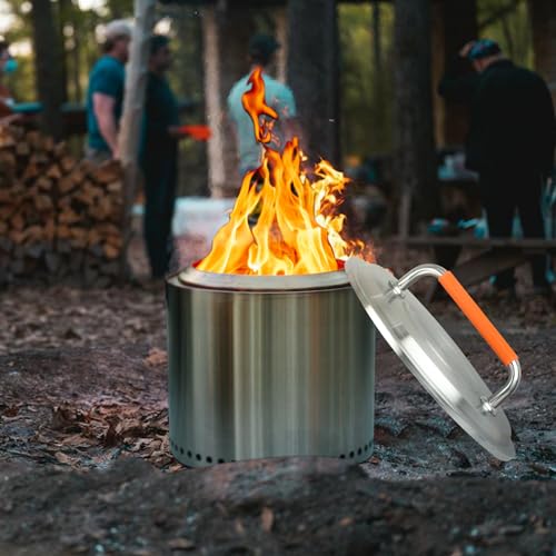 Fire Pit Lid Accessory for Bonfire Fire Pit, Burly Grill 20 inch Lid 304 Stainless Steel with Heat Resistant Handle for Solo Stove Bonfire 19.5"