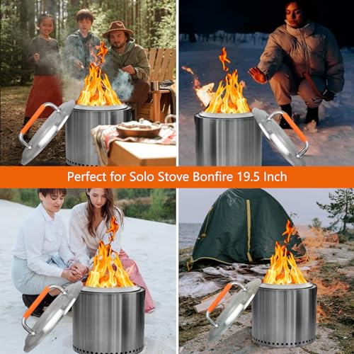 Fire Pit Lid Accessory for Bonfire Fire Pit, Burly Grill 20 inch Lid 304 Stainless Steel with Heat Resistant Handle for Solo Stove Bonfire 19.5"