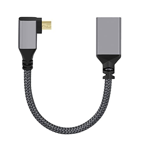 NFHK 4K Type-D Micro HDMI 1.4 Male 90 Degree Left Angled to HDMI Female Extension Cable for DV MP4 Camera DC Laptop