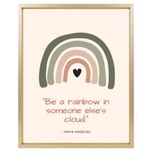 maya angelou quote wall art - inspirational poster boho minimalist decor - be a rainbow in someone elses cloud - motivational rainbow decor for home, office, bedroom - 8x10 in. laminated, no frame