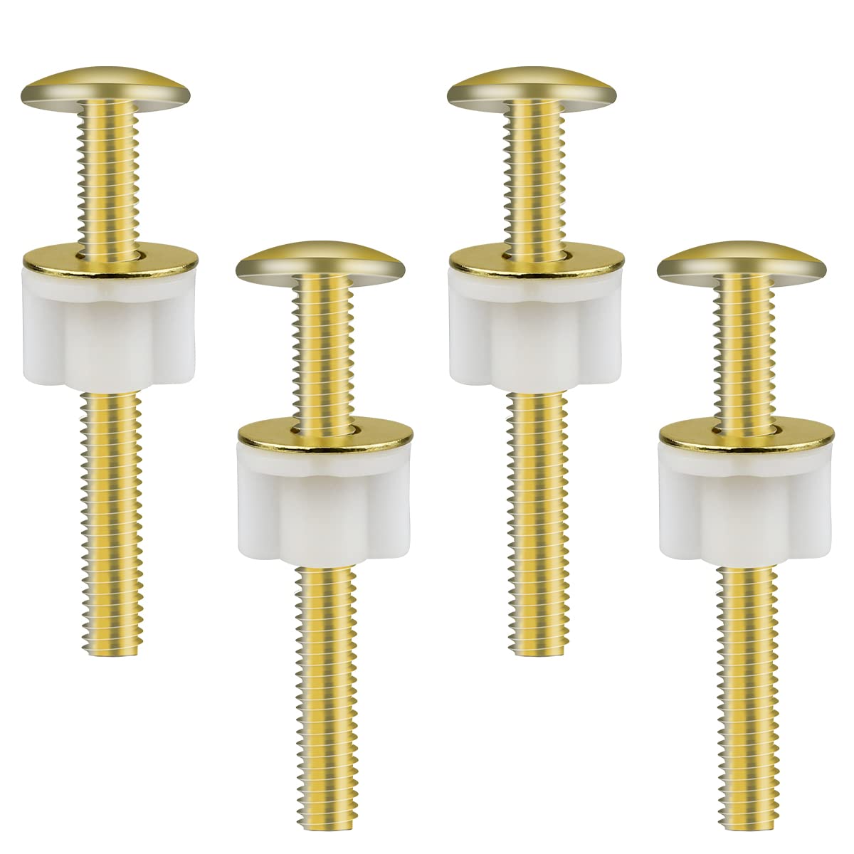 Universal Toilet Seat Hinge Bolts Screws Set Heavy Duty Toilet Seat Fastener with Plastic Nuts and Metal Washers for Top Mount Toilet Seat Hinges Replacement Parts (4 Pcs)