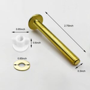 Universal Toilet Seat Hinge Bolts Screws Set Heavy Duty Toilet Seat Fastener with Plastic Nuts and Metal Washers for Top Mount Toilet Seat Hinges Replacement Parts (4 Pcs)