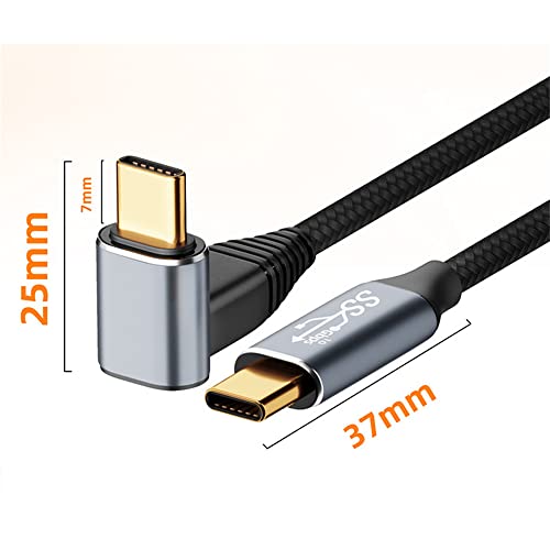 cablecc Type-C USB-C Male 90 Degree Up Down Angled to Male USB3.1 10Gbps 100W Data Cable for Laptop Phone 50CM