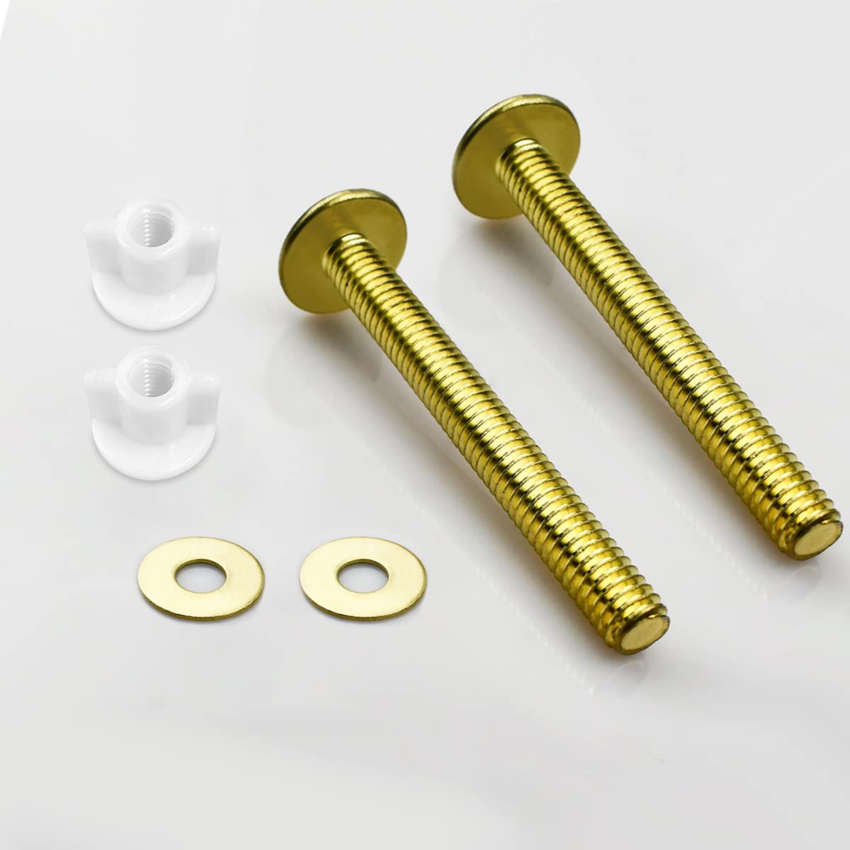 Universal Toilet Seat Hinge Bolts Screws Set Heavy Duty Toilet Seat Fastener with Plastic Nuts and Metal Washers for Top Mount Toilet Seat Hinges Replacement Parts (2 Pcs)