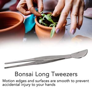 Fdit Bonsai Tweezers Tools, Stainless Steel Rust Proof Ergonomical Handle Bonsai Tweezers Moon Surfaces Wear Resistant for Planing Grass (Straight)