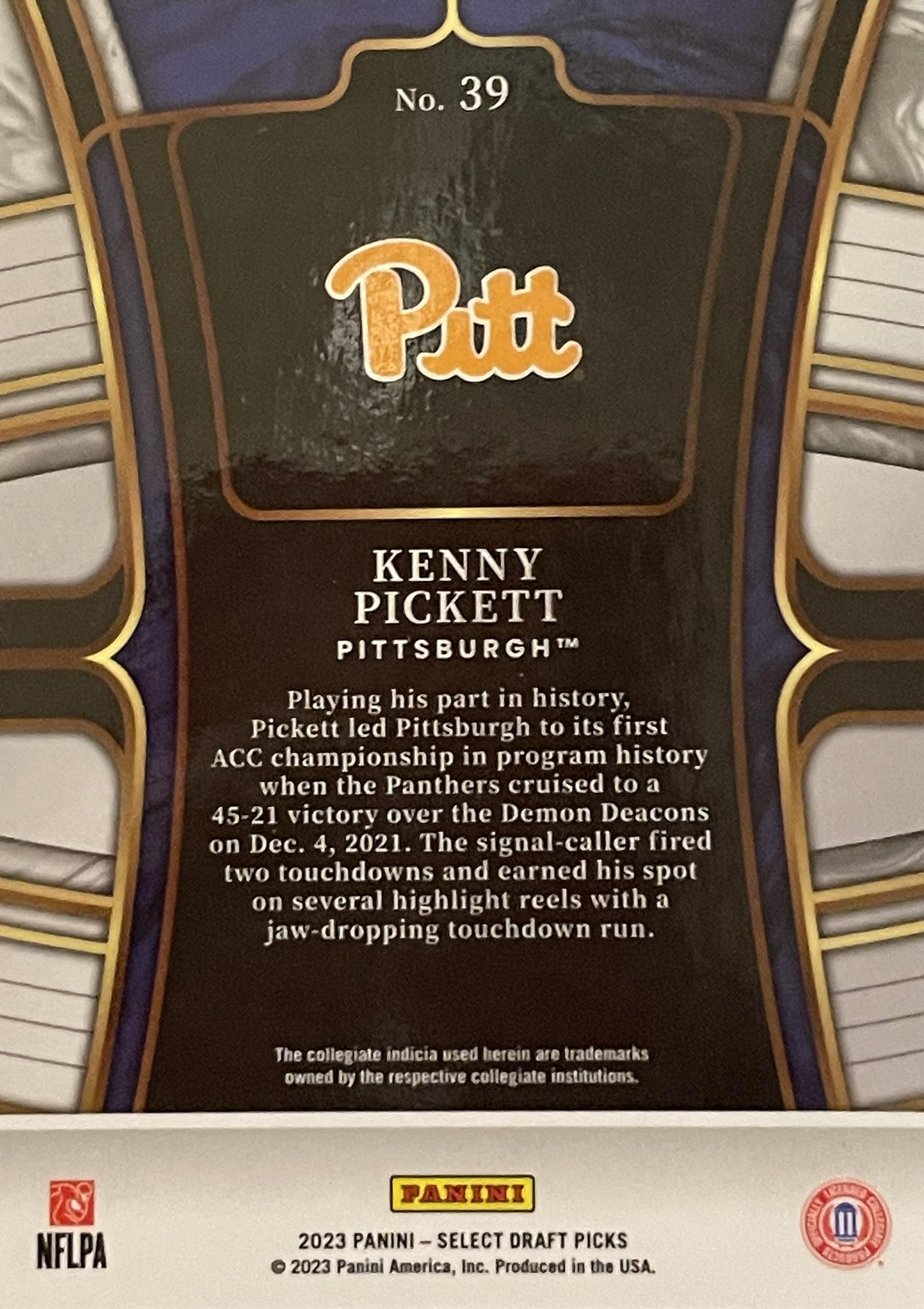 NEW 2023 Panini SELECT DP Authentic KENNY PICKETT Football Card - Pittsburgh Steelers