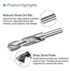 CoCud Reduced Shank Drill Bit, 20.5mm Cutting Edge 1/2" Shank, High Speed Steel 4241 Polished Twist Drill Bits - (Applications: for Aluminum Copper Wood Plastic)