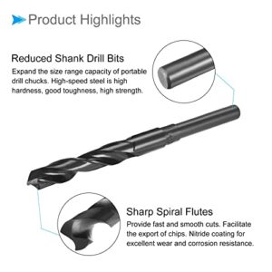 CoCud Reduced Shank Drill Bit, 14mm Cutting Edge 1/2" Shank, Nitride Coated High Speed Steel 9341 Twist Drill Bits - (Applications: for Stainless Steel Metal Wood)