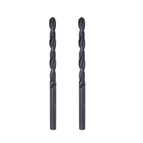 uxcell 6542 High Speed Steel Straight Shank Twist Drill Bit, Fully Ground Black Oxide Drill Bits 4.8mm Drill Diameter 85mm Total Length 2 Pcs