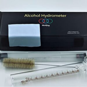 Alochol Hydrometer Kit for Distilled Spirits Brandy Liquor Whiskey Moonshine: 2X Alcohol Hydrometers 0-100% ABV Proof Tralle 0-200 Double Scales,100ml Glass Cylinder Test Jar Accessories Storage Box