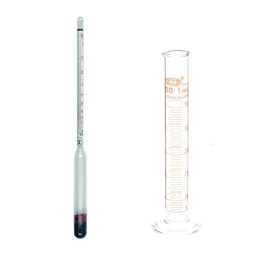 Alochol Hydrometer Kit for Distilled Spirits Brandy Liquor Whiskey Moonshine: 2X Alcohol Hydrometers 0-100% ABV Proof Tralle 0-200 Double Scales,100ml Glass Cylinder Test Jar Accessories Storage Box