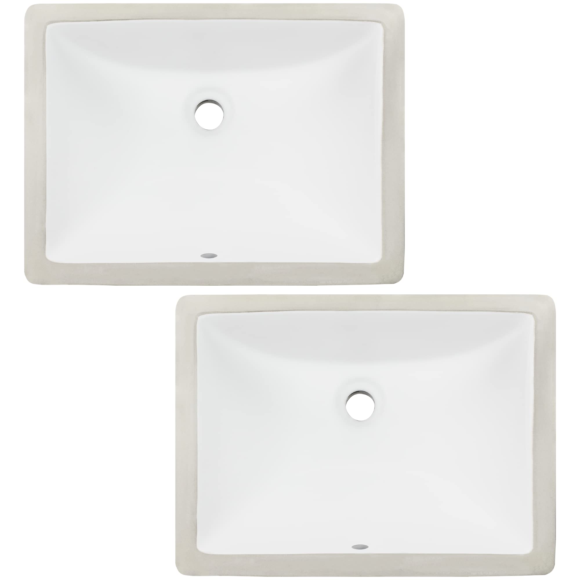 Ticor 18" Square White Porcelain Undermount Bathroom Vanity Sink Ceramic (2 Pack)