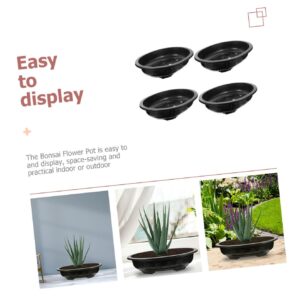 DOITOOL 4pcs Flowerpot Ovalc Flower Planter Garden Bonsai Holder Plant Pots Bonsai Nursery Pot Planter Pots for Indoor Plants Bonsai Tray Bonsai Pot Office Air Pp Container Basin