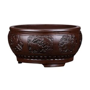 planting pot plant container classical alabaster flower pot round large bonsai pot small pine banyan tree flower pot indoor decoration ornaments indoor plant pot (color : l)