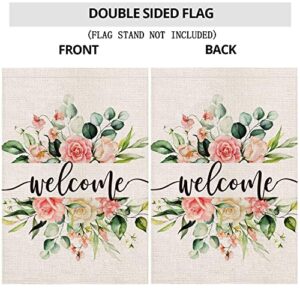 EKOREST Spring Garden Flag 12x18 Inch Double Sided,Welcome Flowers Small Yard Flag for Outdoor, Summer Seasonal Decors for Outside Anniversary Wedding Farmhouse Holiday