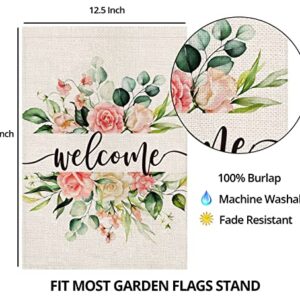 EKOREST Spring Garden Flag 12x18 Inch Double Sided,Welcome Flowers Small Yard Flag for Outdoor, Summer Seasonal Decors for Outside Anniversary Wedding Farmhouse Holiday