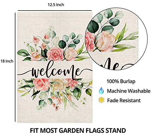 EKOREST Spring Garden Flag 12x18 Inch Double Sided,Welcome Flowers Small Yard Flag for Outdoor, Summer Seasonal Decors for Outside Anniversary Wedding Farmhouse Holiday