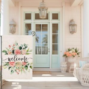 EKOREST Spring Garden Flag 12x18 Inch Double Sided,Welcome Flowers Small Yard Flag for Outdoor, Summer Seasonal Decors for Outside Anniversary Wedding Farmhouse Holiday