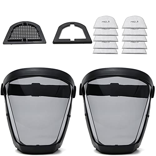 BFhongly 2 Pack Anti Fog Protective Full Face Shield, Plastic Safety Face Shield Equipment for Unisex and Adult, Reusable High-Definition Face Protection for Eye, Nose, Mouth Protection