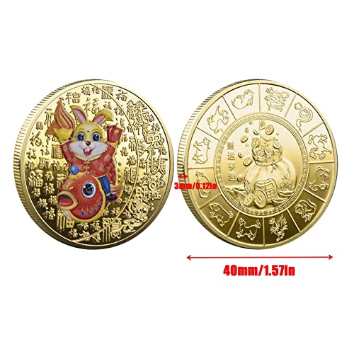 Naysku Chinese Zodiac Rabbit Commemorative, 2023 Years Chinese New Year Rabbit, 2023 New Year of The Rabbit Collectible Coin, Zodiac Rabbit Souvenir Coin Art Craft Decorations New Year Gifts