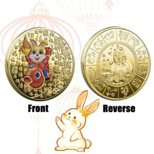 Naysku Chinese Zodiac Rabbit Commemorative, 2023 Years Chinese New Year Rabbit, 2023 New Year of The Rabbit Collectible Coin, Zodiac Rabbit Souvenir Coin Art Craft Decorations New Year Gifts