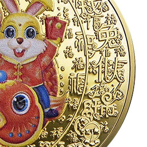 Naysku Chinese Zodiac Rabbit Commemorative, 2023 Years Chinese New Year Rabbit, 2023 New Year of The Rabbit Collectible Coin, Zodiac Rabbit Souvenir Coin Art Craft Decorations New Year Gifts